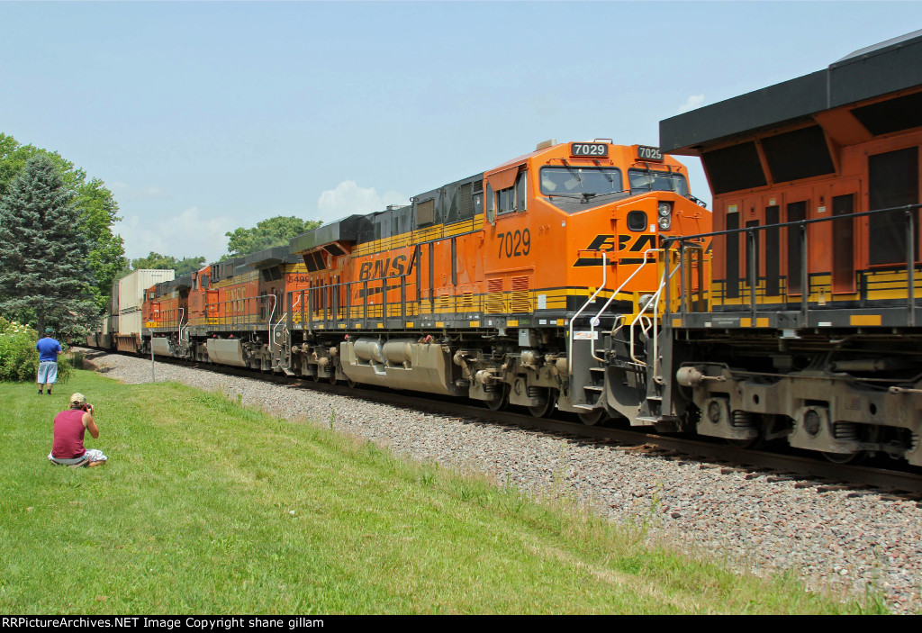 BNSF 7029 trails 3rd out.